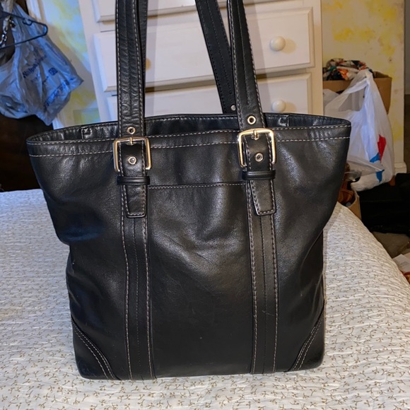 Coach | Bags | Coach Hampton Satchel Tote Black Leather F121 C | Poshmark